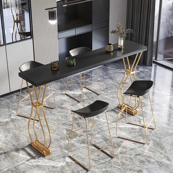 1200mm Rectangular Bar Height Pub Table Black Solid Wood Table Top ...