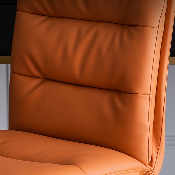 Orange Modern Office Chair PU Leather Task Chair for Desk Upholstered ...