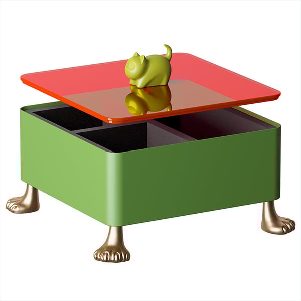 Modern Simple Square Jewelry Box Jewelry Organiser with Lid & Cat Legs ...