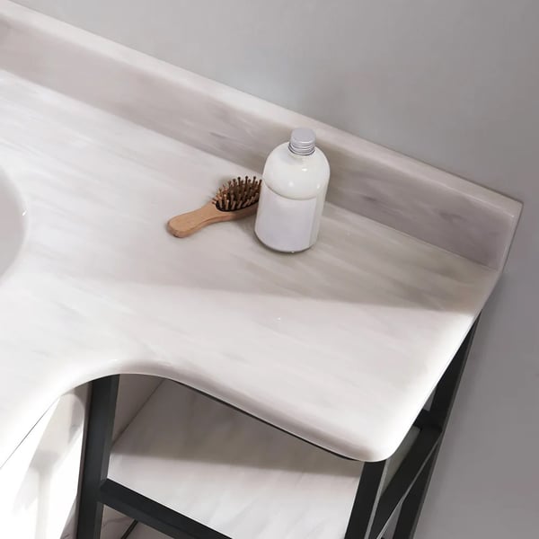 1000mm White Floating Bathroom Vanity Artificial Jade Top Integral ...