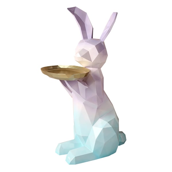 Modern Pink End Table Decor Rabbit Side Table with Tray Top | Homary