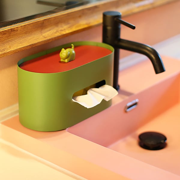 Bathroom Wall Mounted Double-Layer Tissue Box with Tray Top | Homary UK