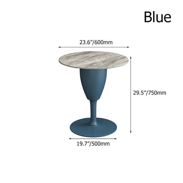 Modern Round Bar Table Sintered Stone Top & Metal Base in Blue Pub ...