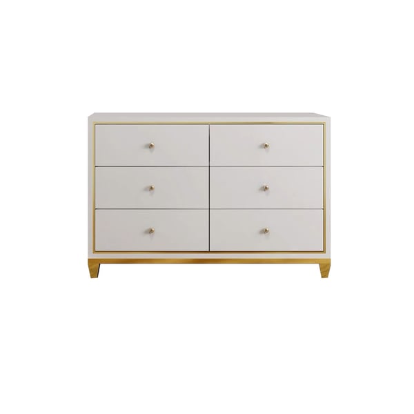 Modern 1200mm White with Gold Sideboard 6 Drawers Buffet Cabinet ...
