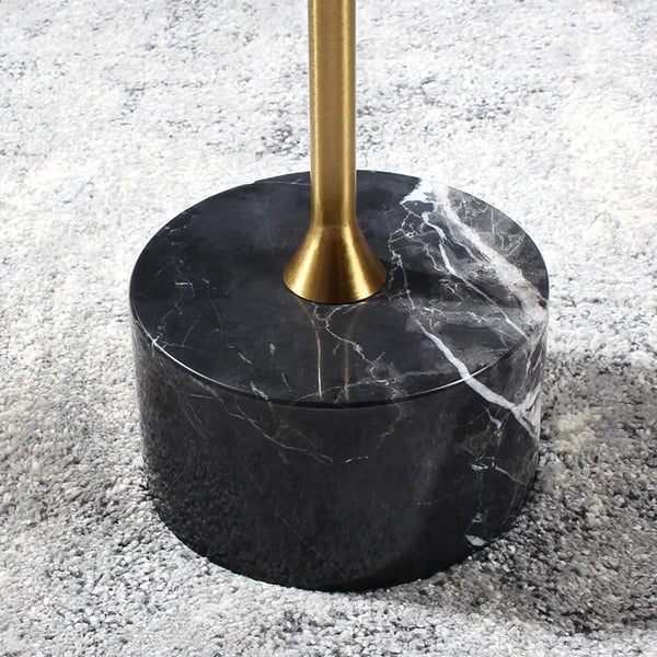 Round Black Marble End Table Walnut Living Room | Homary