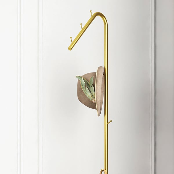 1700mm Gold Freestanding Coat Stand with 6 Hooks Marble Base Straw ...