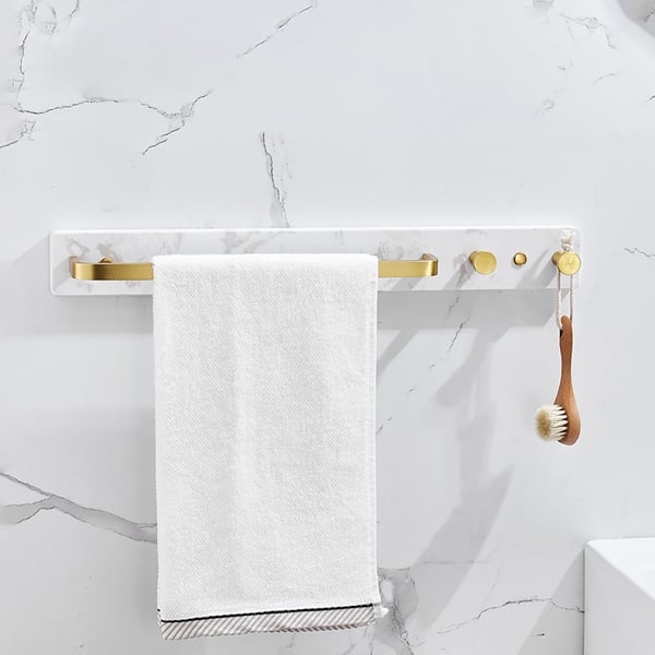 Wall Mounted Bathroom Towel Rail with Golden Hooks | Homary UK