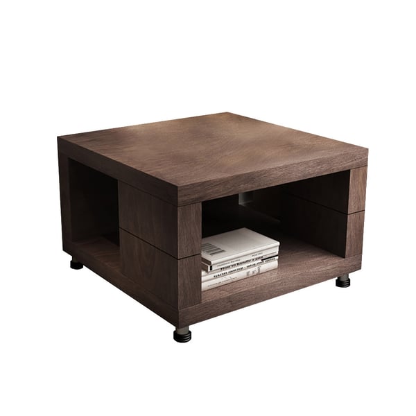 Walnut Square End Table with Storage Wooden Side Table | Homary