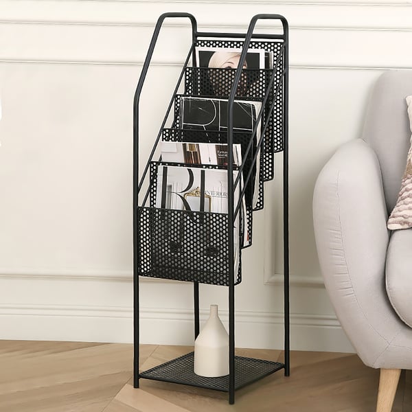 Tower Magazine Rack Mid-Century Rectangular 6-Tier Bookshelf Metal ...