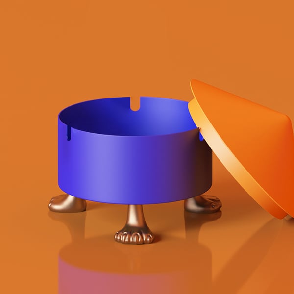 Modern Metal Desktop Cone Ashtray with Lid & 3 Cat Legs | Homary AU