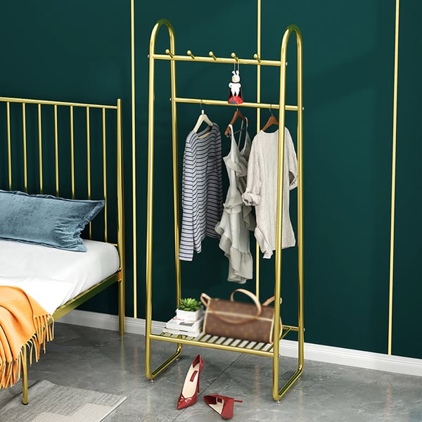 Freestanding Metal Cloth Rack with Shelf and Rail | Homary