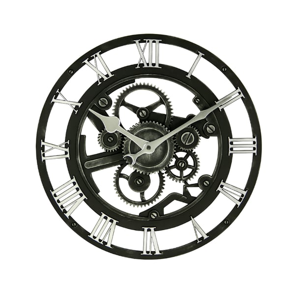 14" Retro-Industrial Roman Digital Wall Clock with Gears Design | Homary UK