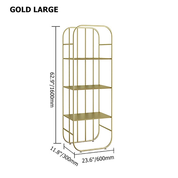 Contemporary Rectangle Etagere Bookshelf in Gold | Homary UK