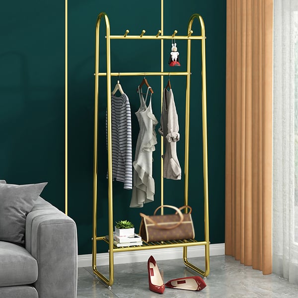 Freestanding Metal Cloth Rack with Shelf and Rail | Homary