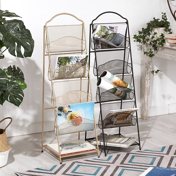 Chic Modern Standing Magazine Rack in Gold | Homary UK