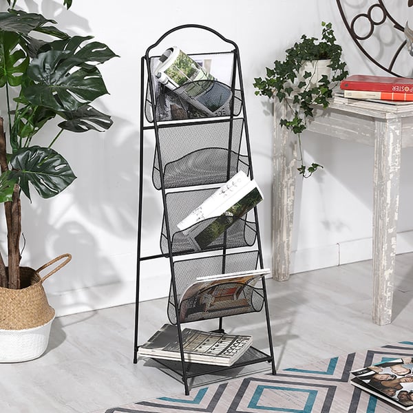 Chic Modern Standing Magazine Rack in Black | Homary UK