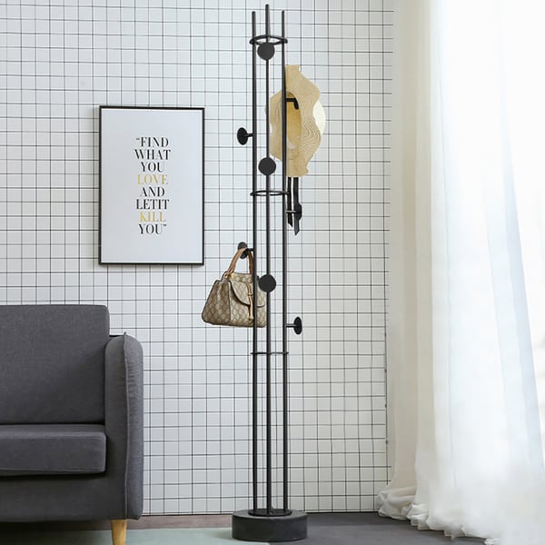 Modern Black Coat Rack with Round Hook | Homary