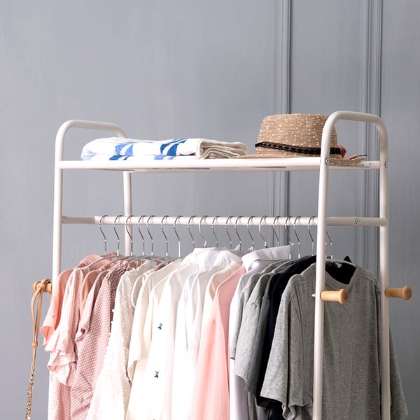 White Clothing Rack with 3-Shelf and Hanging | Homary UK