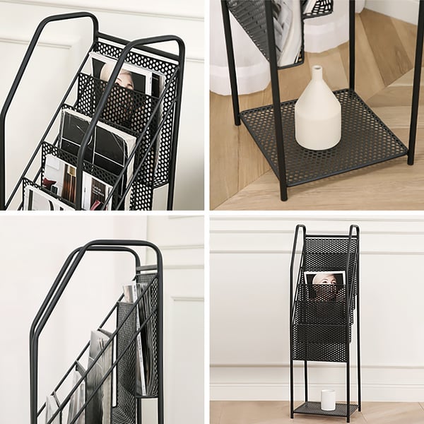 Tower Magazine Rack Mid-Century Rectangular 6-Tier Bookshelf Metal ...