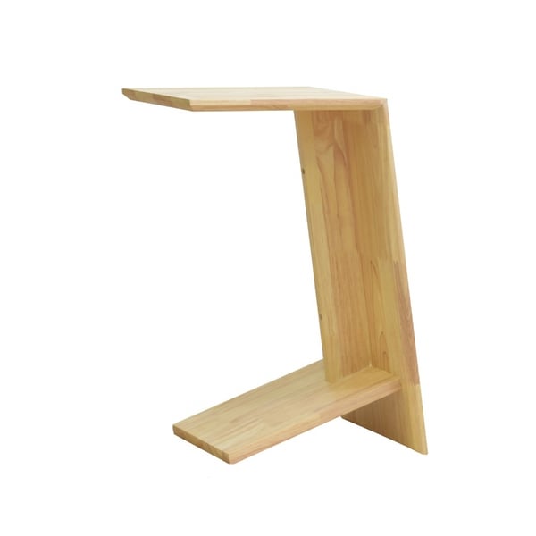 Natural U-Shaped End Table Wooden Side Table-Homary