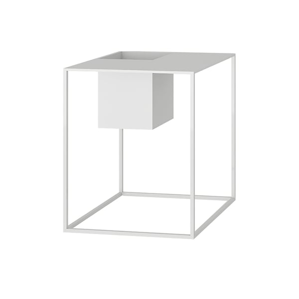 Modenrn White Metal End Table with Storage Square Side Tables-Homary