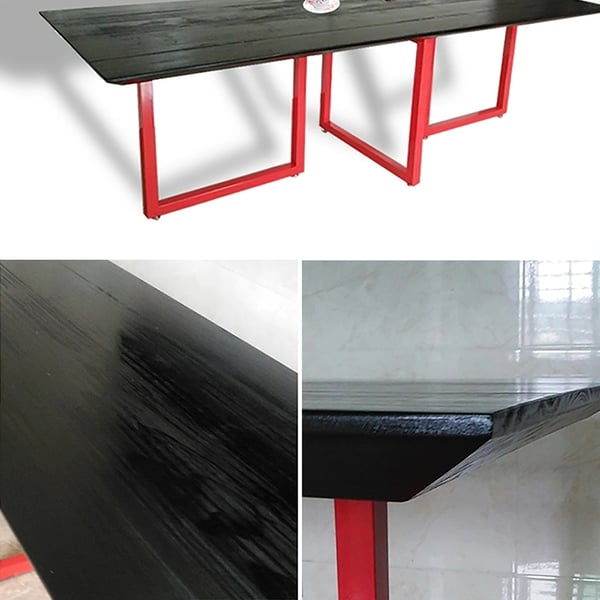 1800mm Red Modern Dining Table with Wood Top & Metal Frame | Homary UK
