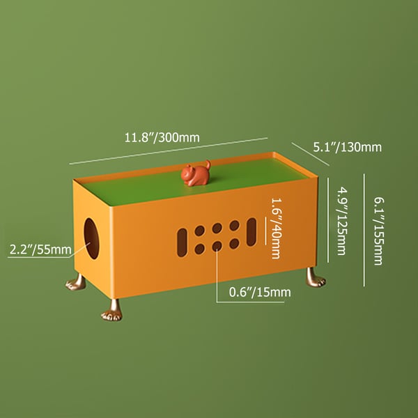 Modern Desk Electrical Wire Organiser Box with Lid & Mini Cat Legs ...