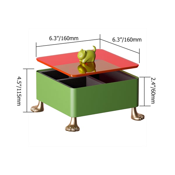 Modern Simple Square Jewelry Box Jewelry Organiser with Lid & Cat Legs ...