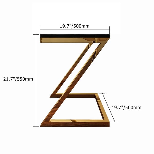 Black Modern Z-Shaped End Table Marble Top Metal | Homary UK