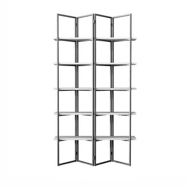 70" Black Metal Screen-Shaped Freestanding 7-Tier Shelf | Homary