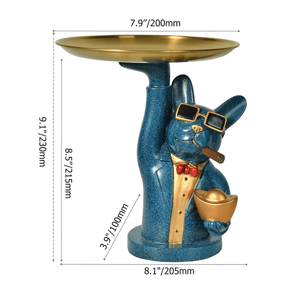 Gold and Black Desk Organizer with Tray Animal Sculpture-Homary