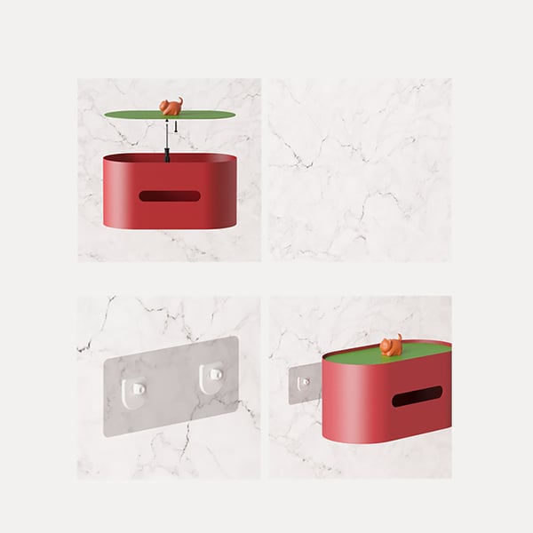 Bathroom Wall Mounted Double-Layer Tissue Box with Tray Top-Homary