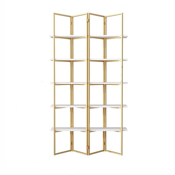 1800mm Gold Metal Etagere Bookshelf Screen-Shaped Freestanding 7-Tier ...