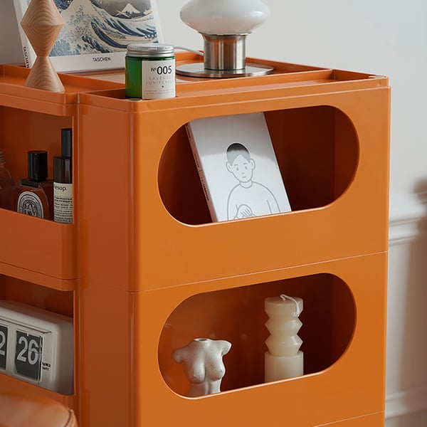 Orange End Table with Storage & Wheels Multifunction Side Table | Homary