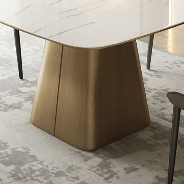 1300mm Modern Square Dining Table with Stone Top & Carbon Steel Trestle ...