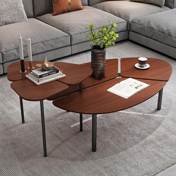 Walnut 2-Tiered Coffee Table Wooden Top | Homary UK