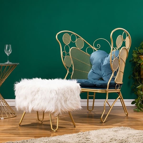 Blue Butterfly Accent Chair Upholstered Velvet Chair Modern Accent ...