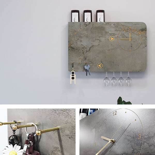 Modern Wine Stand Electric Box Cover with Glass Stand & Clock | Homary UK