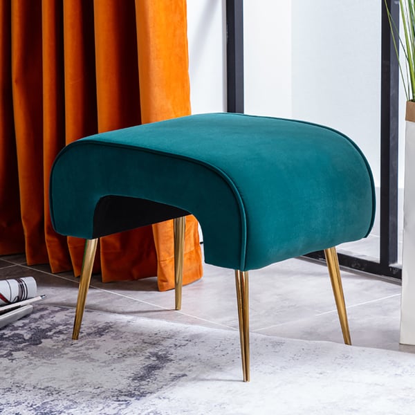 Green Ottoman Upholstered Velvet Rectangular Ottoman Footrest Stool ...