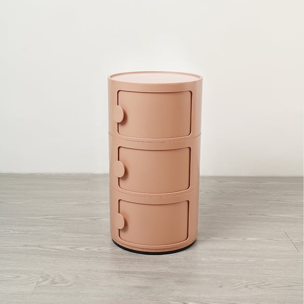 Pink Modern Bedroom Nightstand 3-Door Bedside Table | Homary