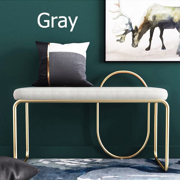 Gray Entryway Bench Upholstered Velvet Modern Bench in Gold-Homary