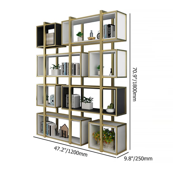 70" Nomore-Style Freestanding Etagere Bookshelf in Gold | Homary