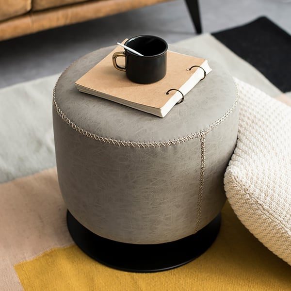 Modern Swivel Vanity Stool Grey Round Vanity Chair with Metal Base for ...