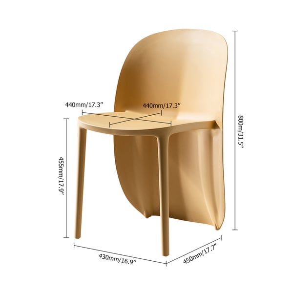 Modern White Dining Chair PP Plastic Unique Backrest Armless Chair-Homary