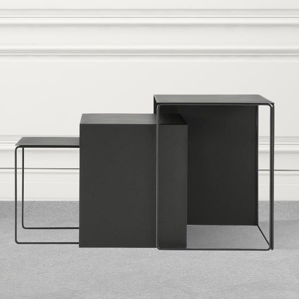 Modern Metal Side Table Set of 3 Rectangular End Table Sets-Homary