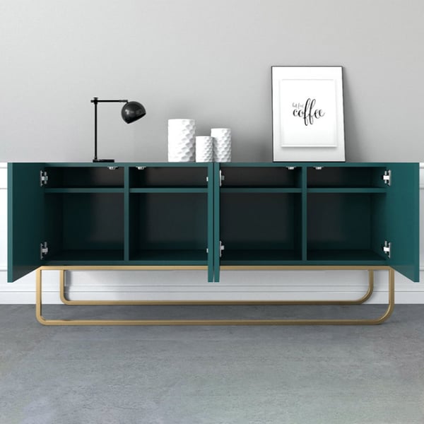 63" Modern Green Sideboard Buffet Kitchen Buffet Cabinet with 4 Doors ...