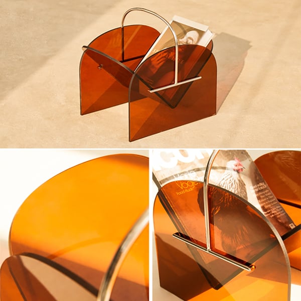 Modern Unique End Table Magazine Rack in Orange | Homary