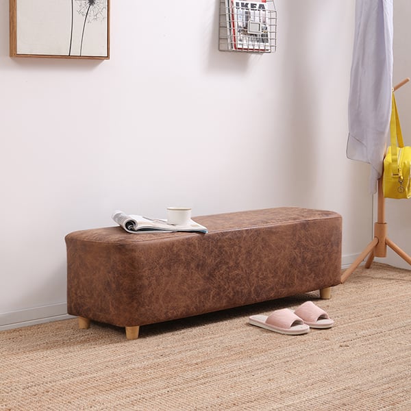 47" Modern Upholstered Solid Wood Bench Dark Brown | Homary