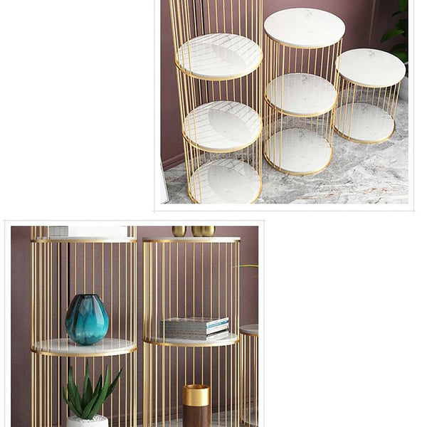 3-Tier Nordic Round Metal Shelves Indoors Corner Display Shelf | Homary
