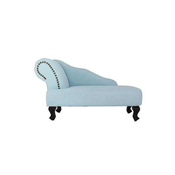 Chaise-Style Pet Sofa Bed Linen Dog Couch with Nailhead Trims in Light ...